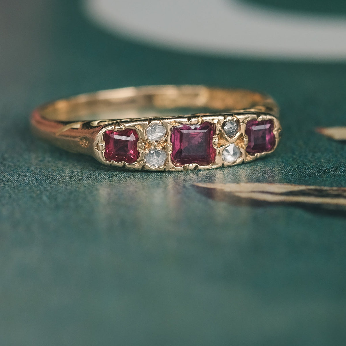 Art Deco Square Ruby Half-Hoop – Lost Owl Jewelry