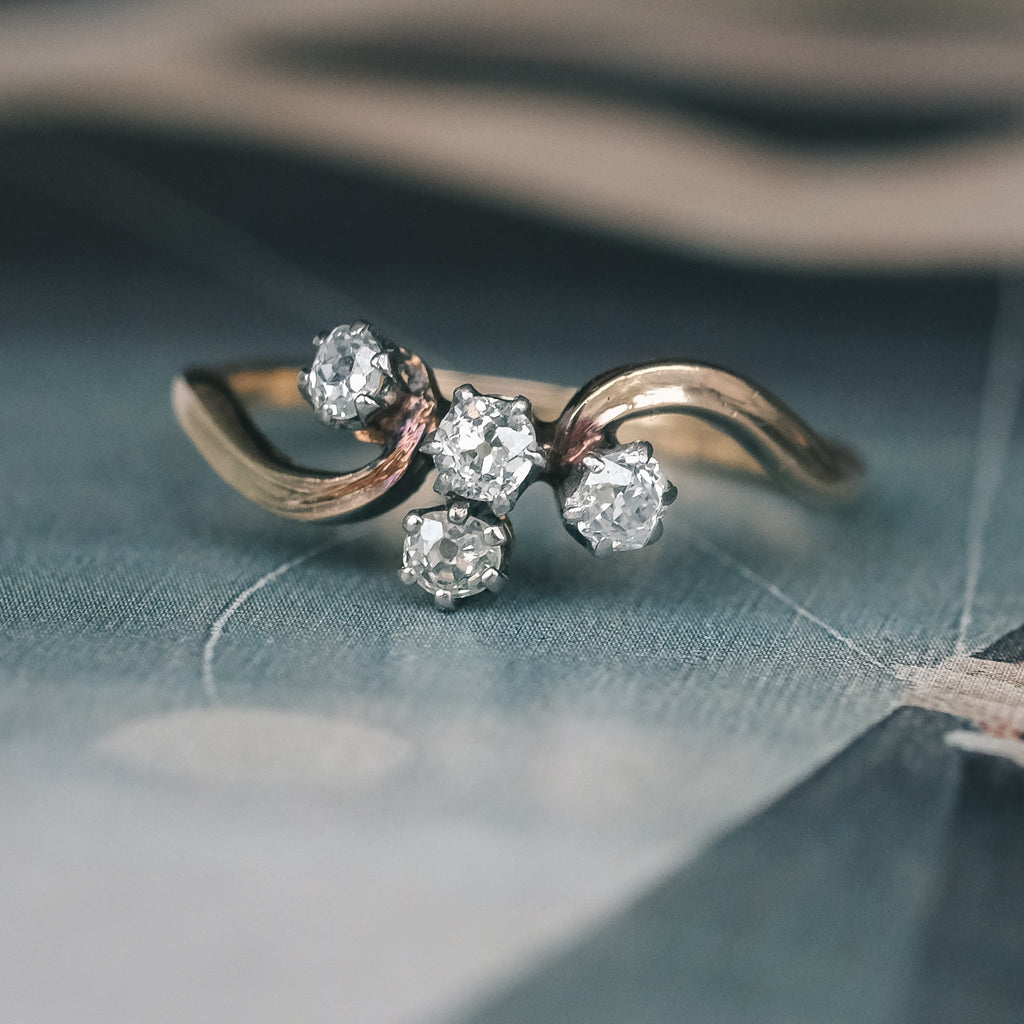 Art Nouveau Diamond Four-Stone Ring – Lost Owl Jewelry