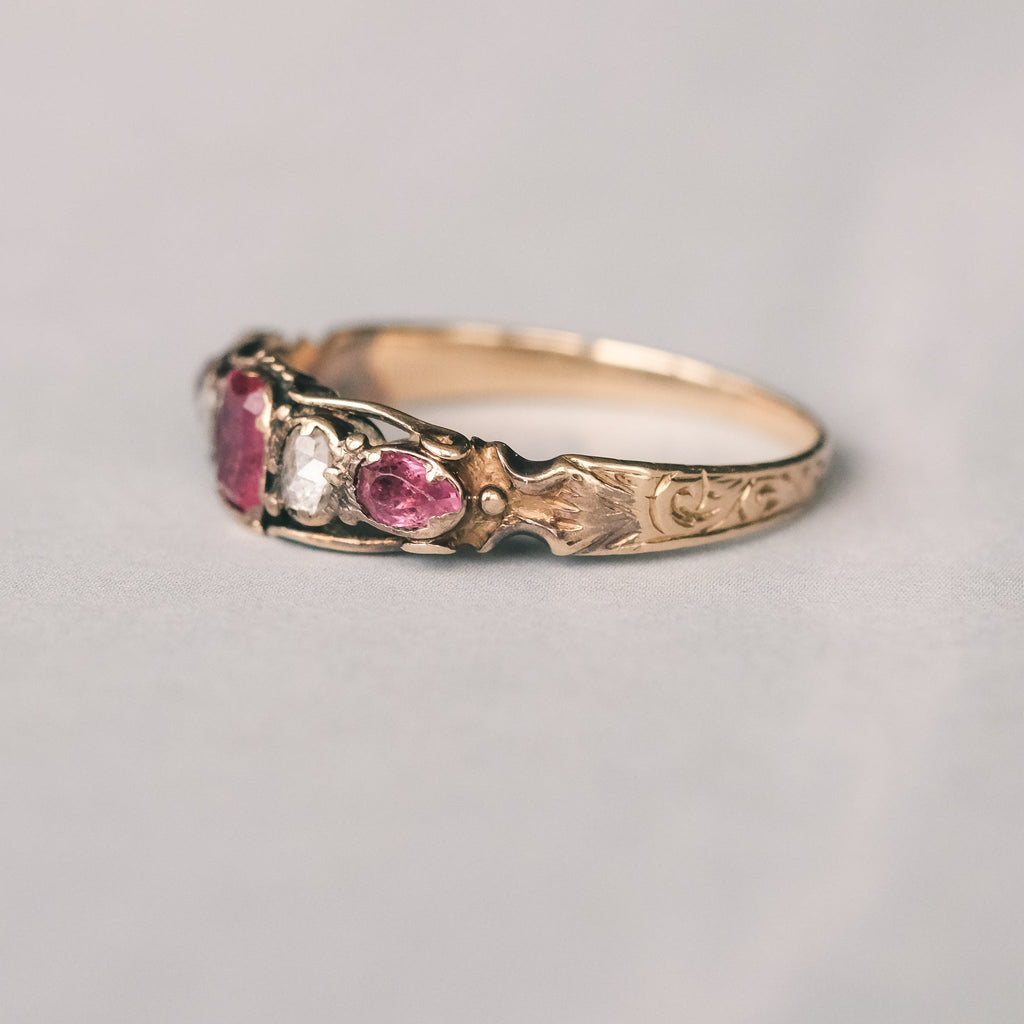 Georgian Ruby & Rose Diamond Ring – Lost Owl Jewelry