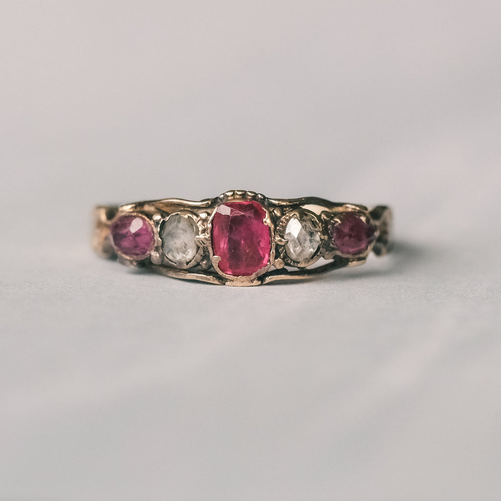 Georgian Ruby & Rose Diamond Ring – Lost Owl Jewelry