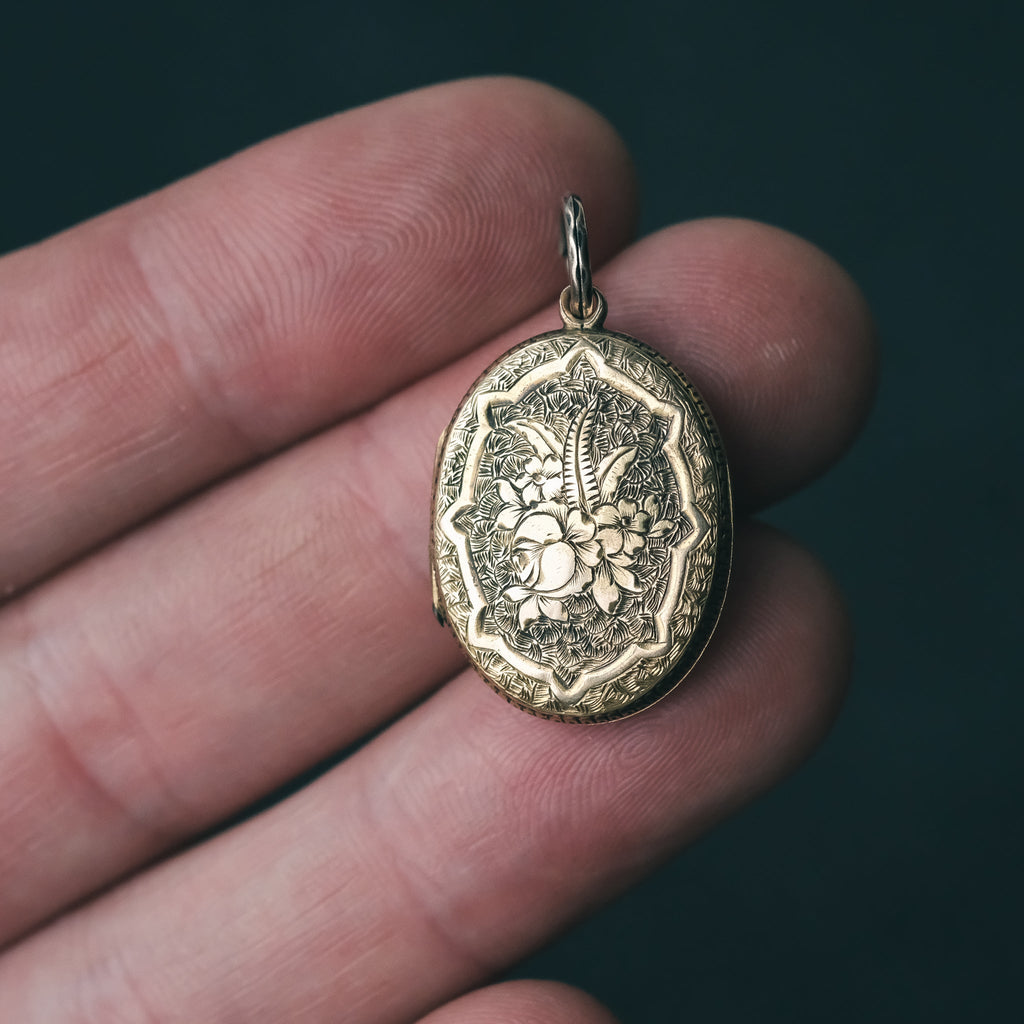 Victorian Engraved Oval Locket – Lost Owl Jewelry