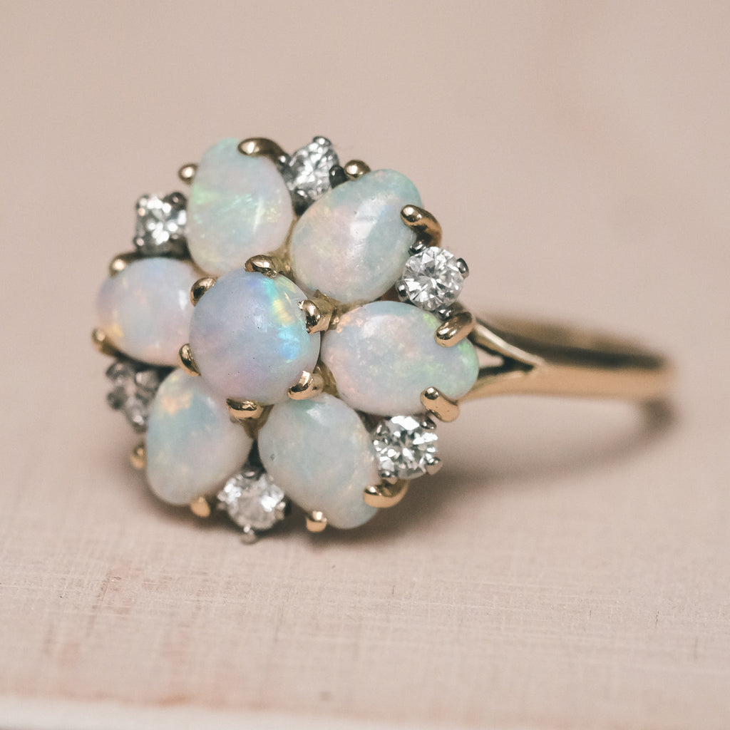 1980s Opal Flower Cluster Ring – Lost Owl Jewelry