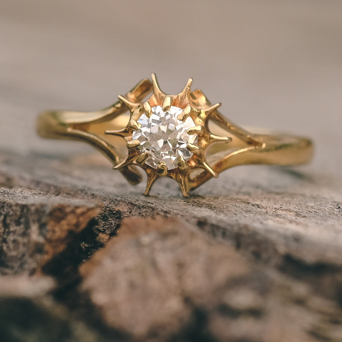 Edwardian Old Cut Diamond Sun Ring – Lost Owl Jewelry