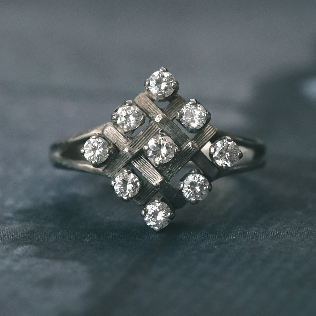Mid Century Diamond Matrix Ring – Lost Owl Jewelry