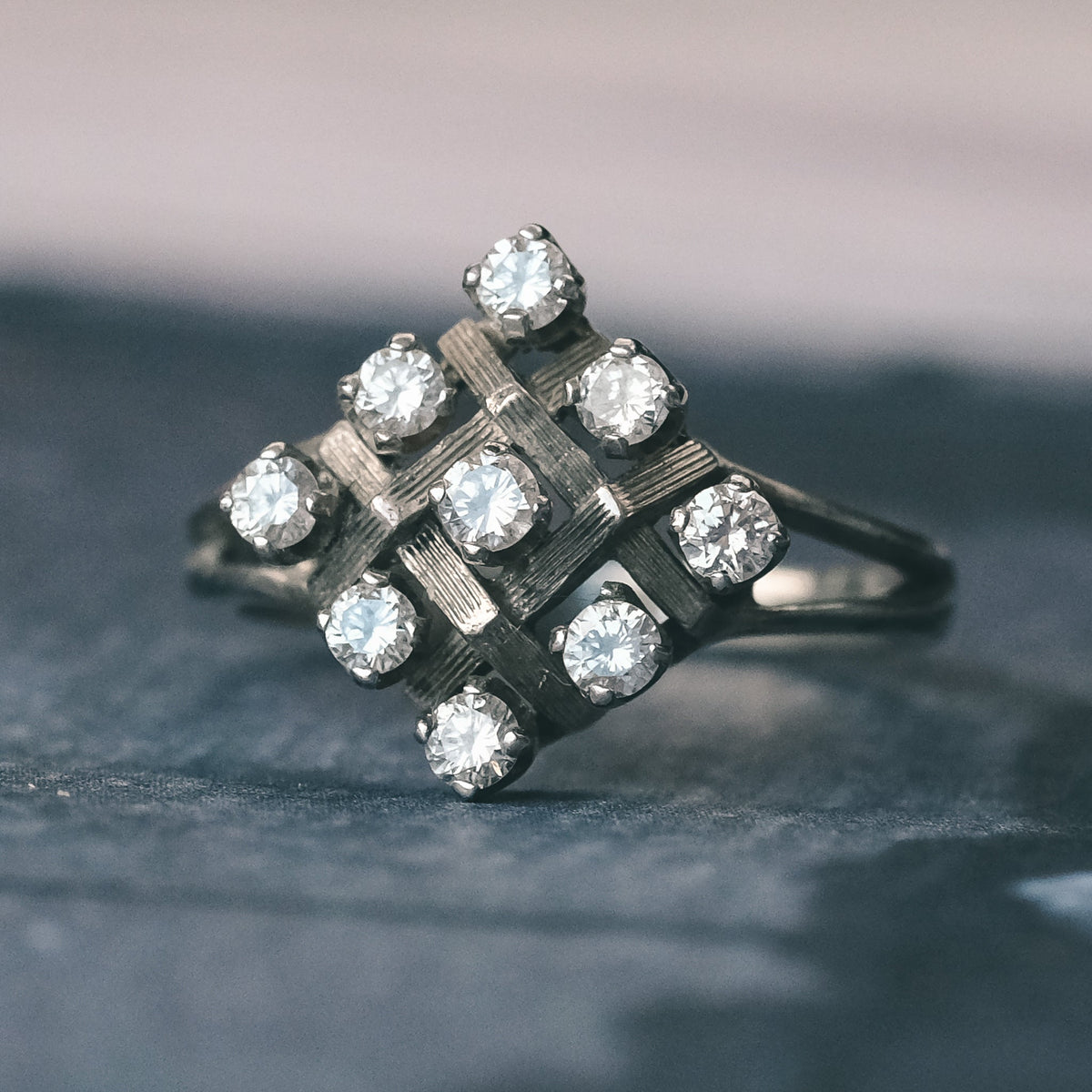 Mid Century Diamond Matrix Ring – Lost Owl Jewelry