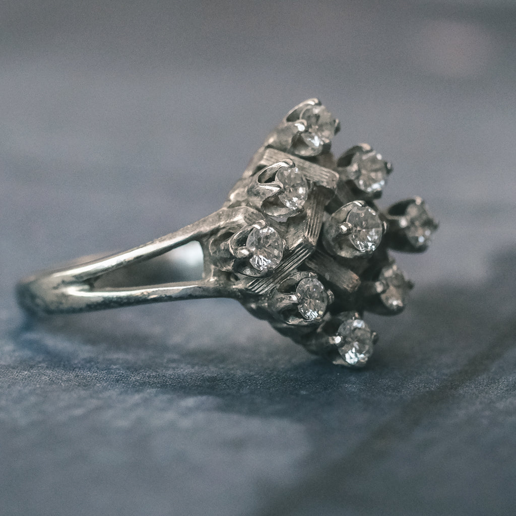 Mid Century Diamond Matrix Ring – Lost Owl Jewelry