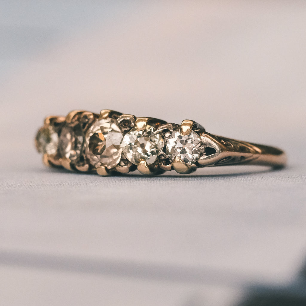 Victorian Earthy Diamond Boat Ring – Lost Owl Jewelry