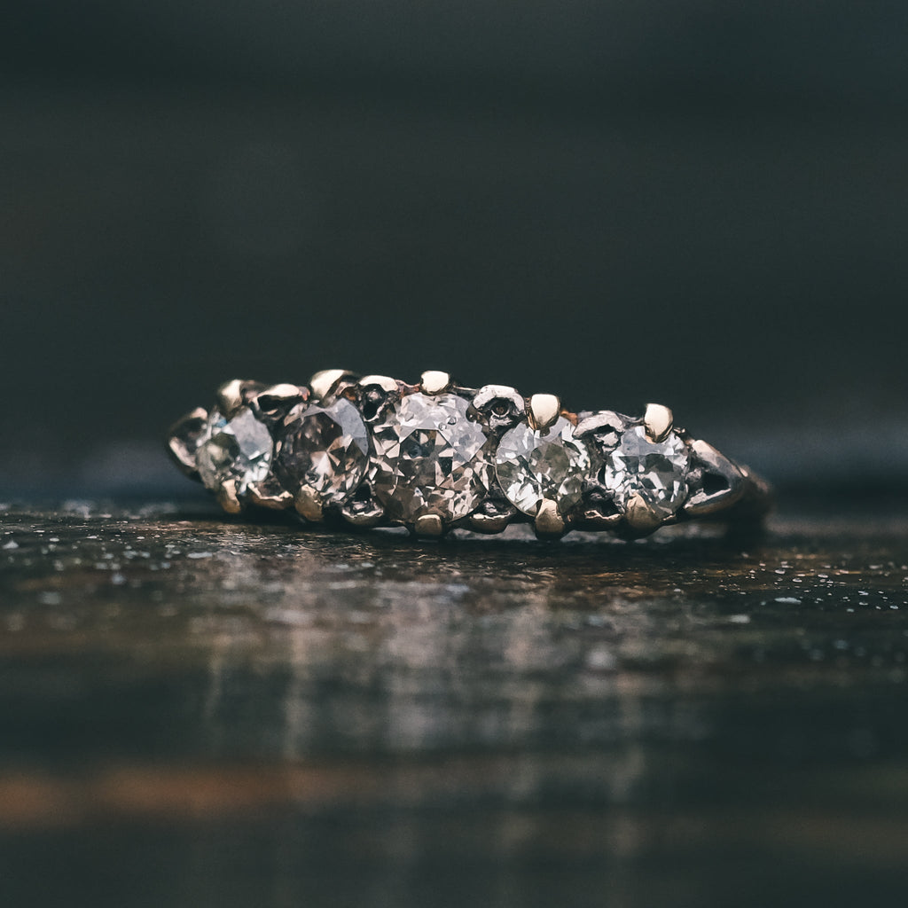 Victorian Earthy Diamond Boat Ring – Lost Owl Jewelry