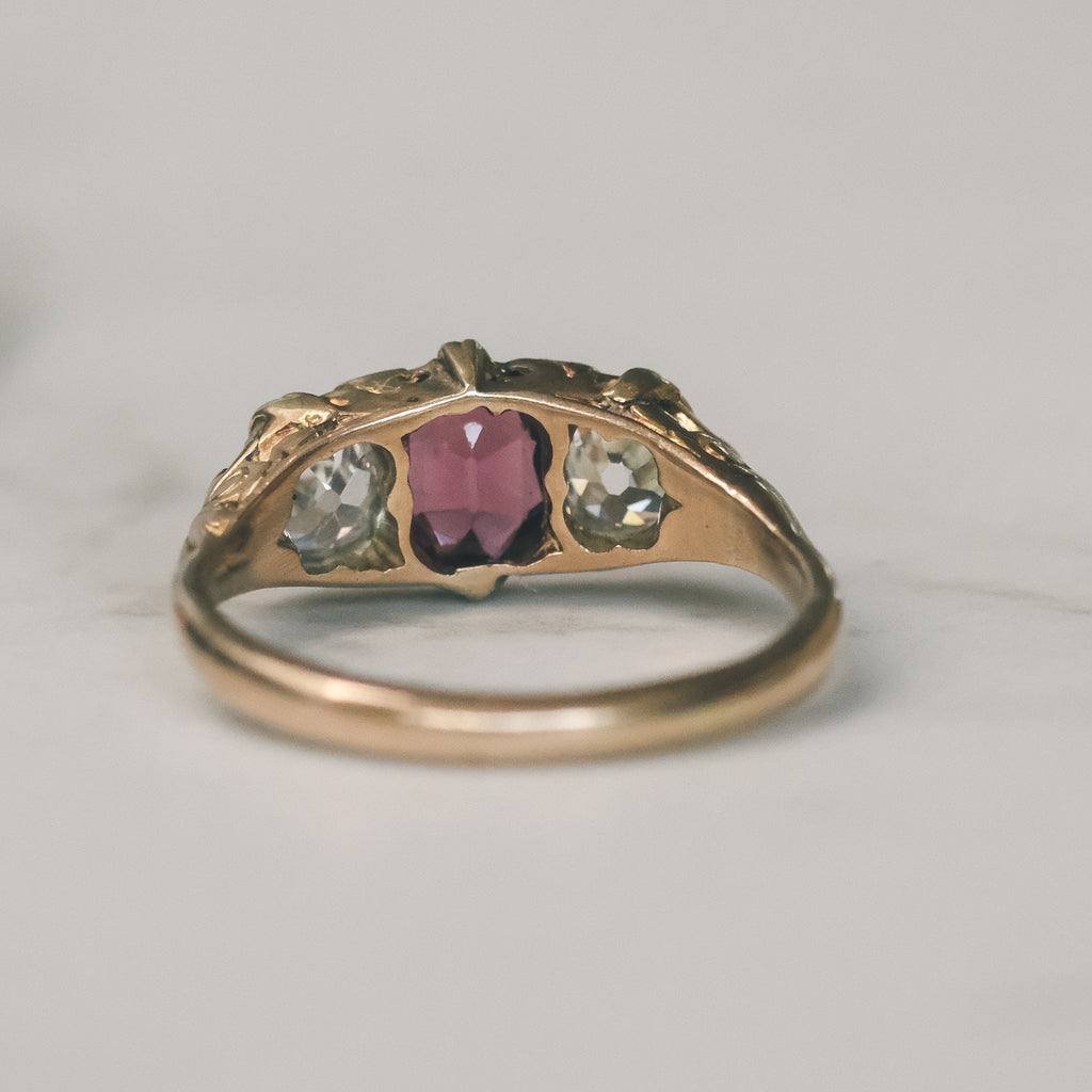 Victorian Garnet Carved Half-Hoop – Lost Owl Jewelry