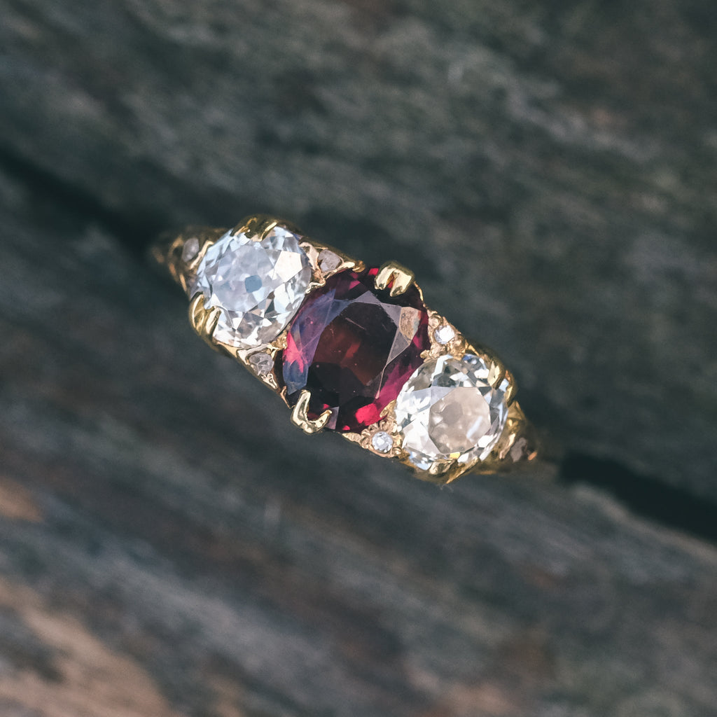 Victorian Garnet Carved Half-Hoop – Lost Owl Jewelry