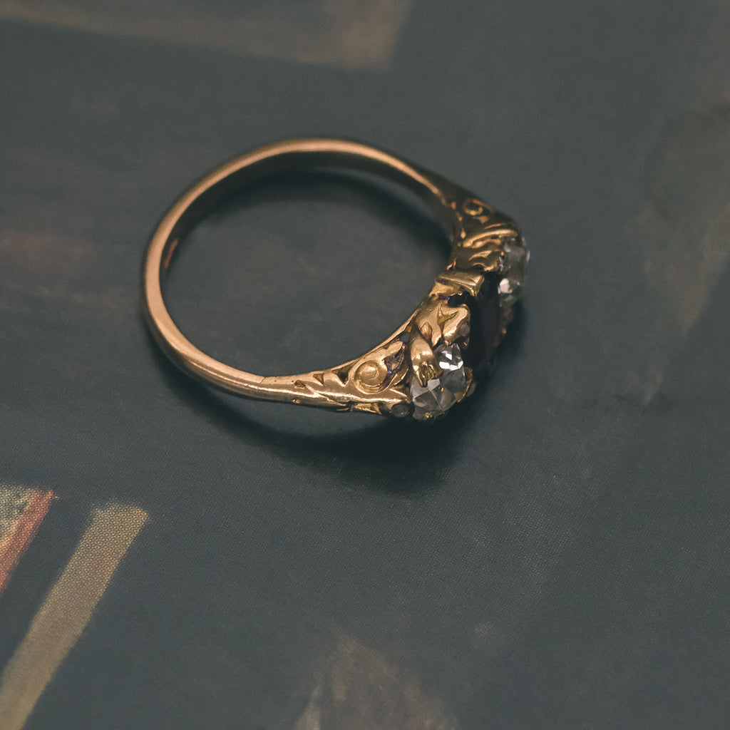 Victorian Garnet Carved Half-Hoop – Lost Owl Jewelry