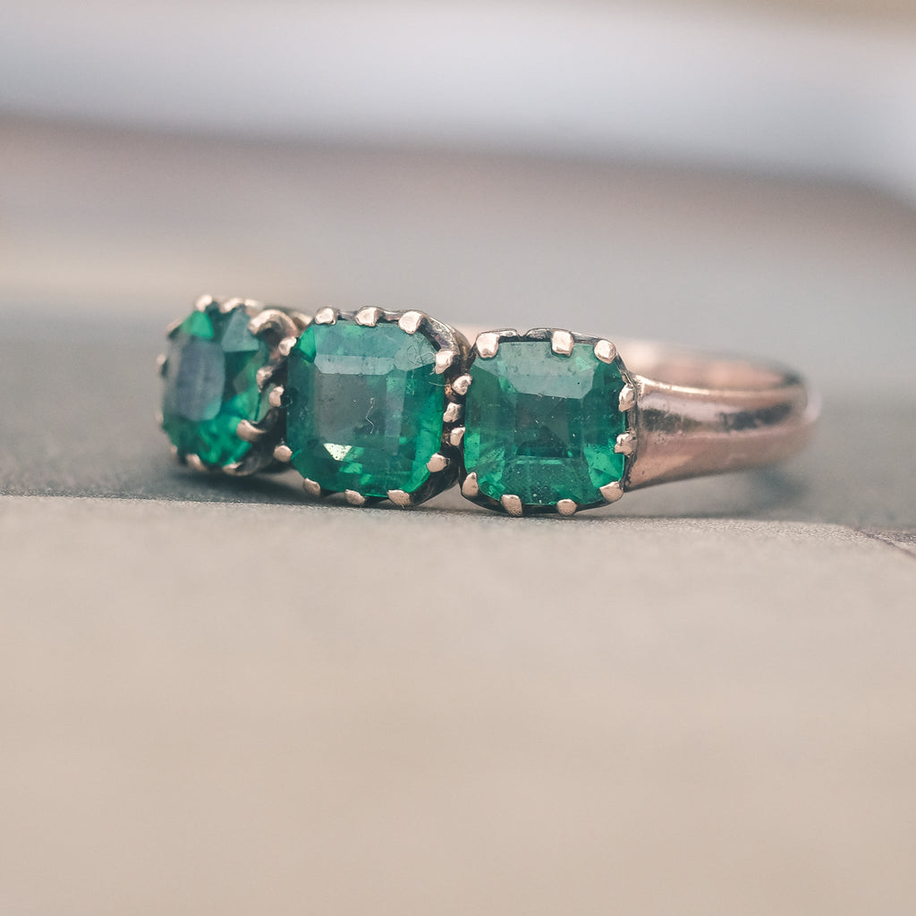 Victorian Green Paste Trilogy Ring – Lost Owl Jewelry