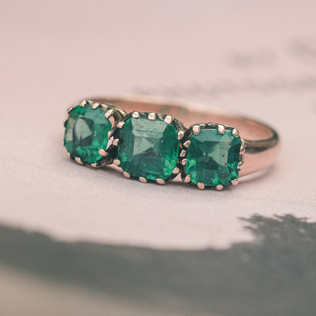 Victorian Green Paste Trilogy Ring – Lost Owl Jewelry