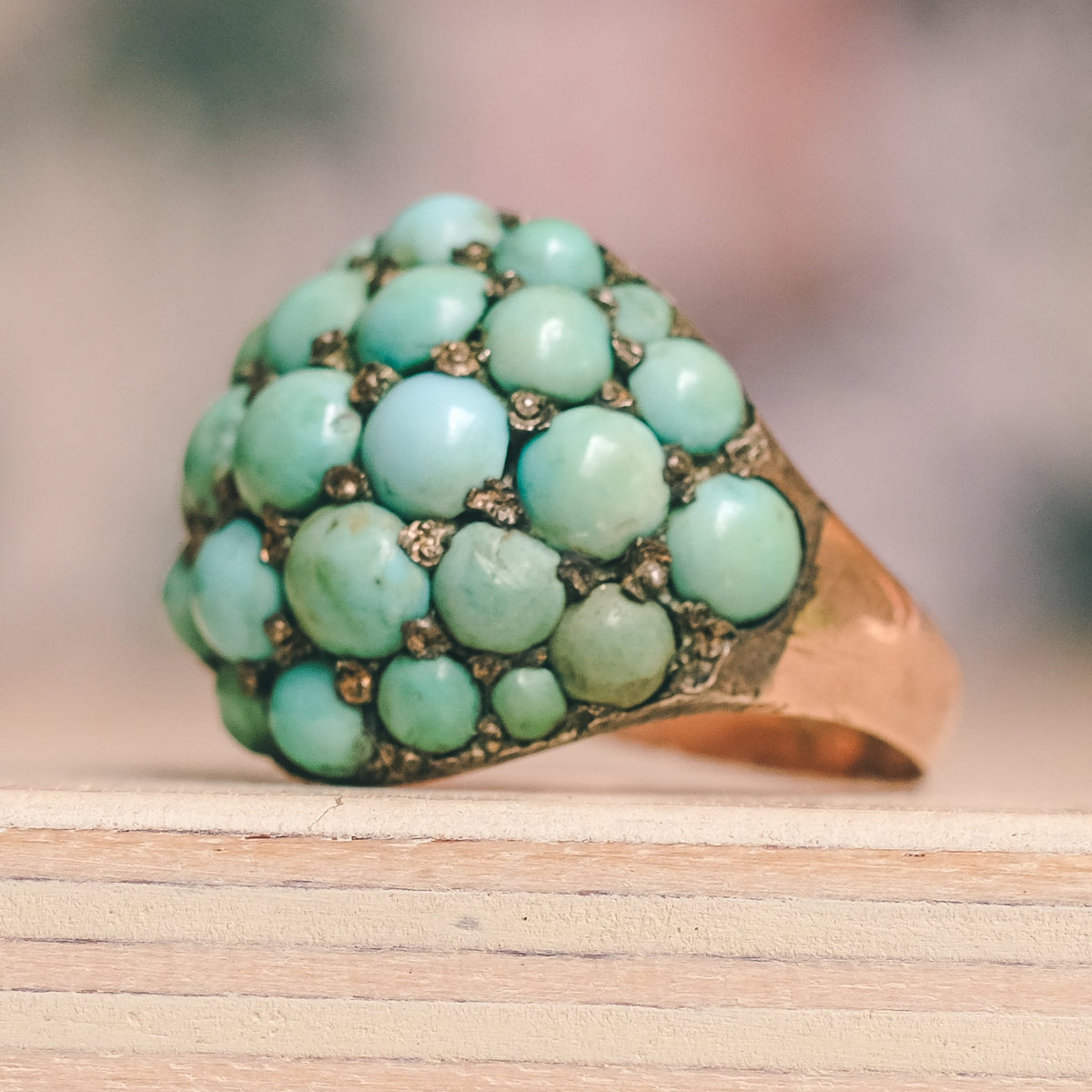 Victorian Pavé Turquoise Bombé Ring – Lost Owl Jewelry