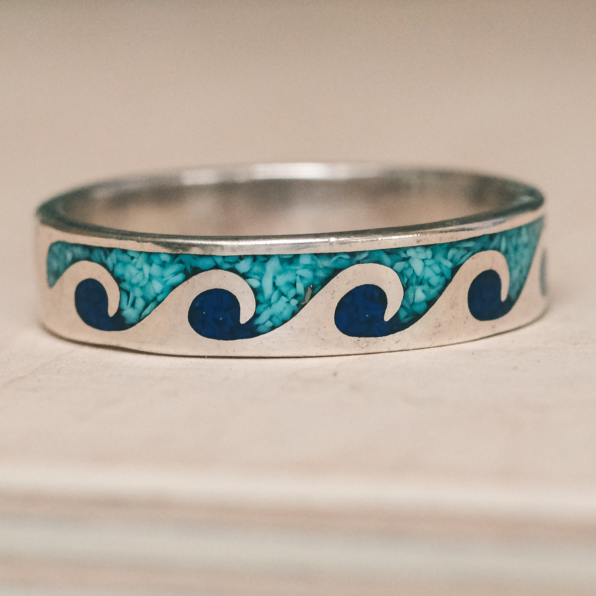 Vintage Mexican Wave Inlay Ring – Lost Owl Jewelry